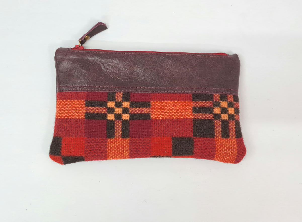 SALE Leather & Welsh Wool Purse - Winter Fire – Coterie Leather
